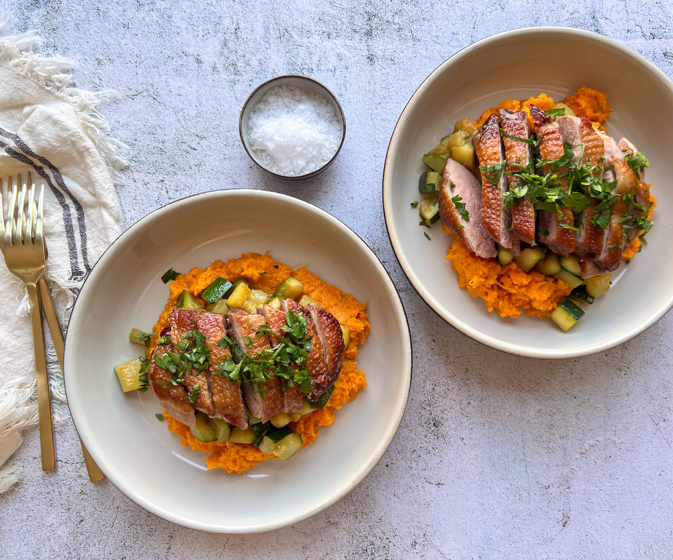 Crispy Duck with Sweet Potato Mash - The Blonde Flexitarian
